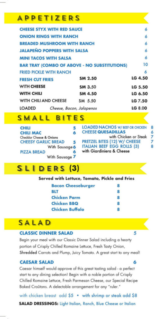 Our Menu | Guides Bar